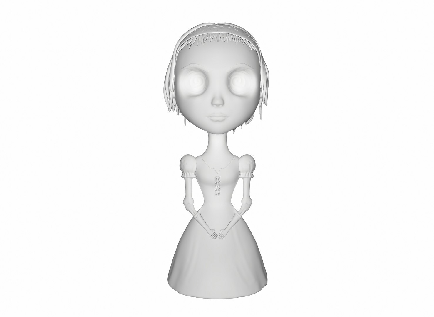 3D Horror Character Girl In Vintage Dress - TurboSquid 1764373