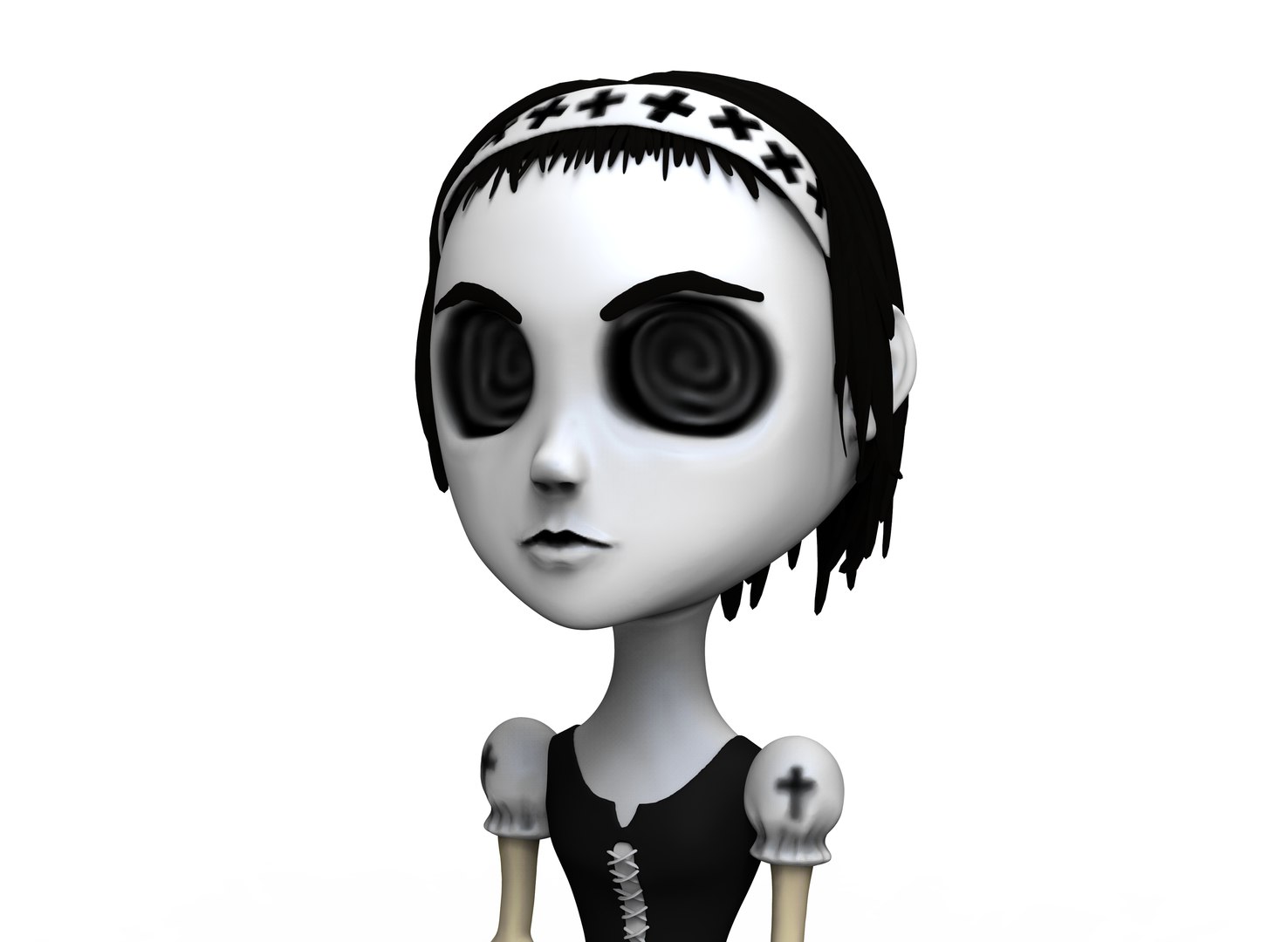 3D Horror Character Girl In Vintage Dress - TurboSquid 1764373