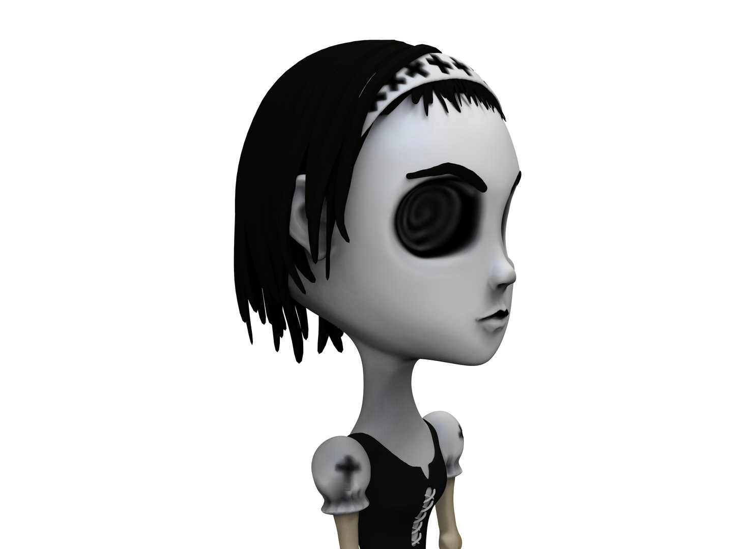 3D Horror Character Girl In Vintage Dress - TurboSquid 1764373