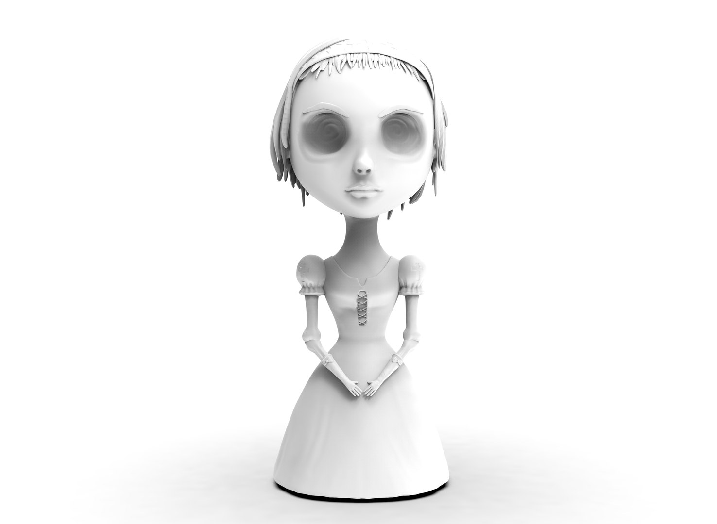 3D Horror Character Girl In Vintage Dress - TurboSquid 1764373