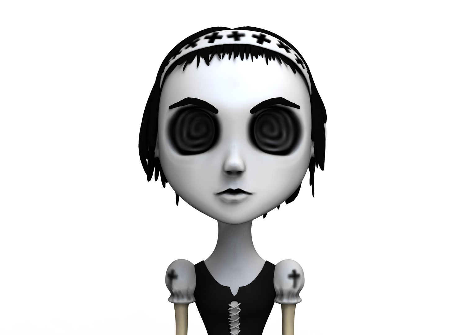 3D Horror Character Girl In Vintage Dress - TurboSquid 1764373