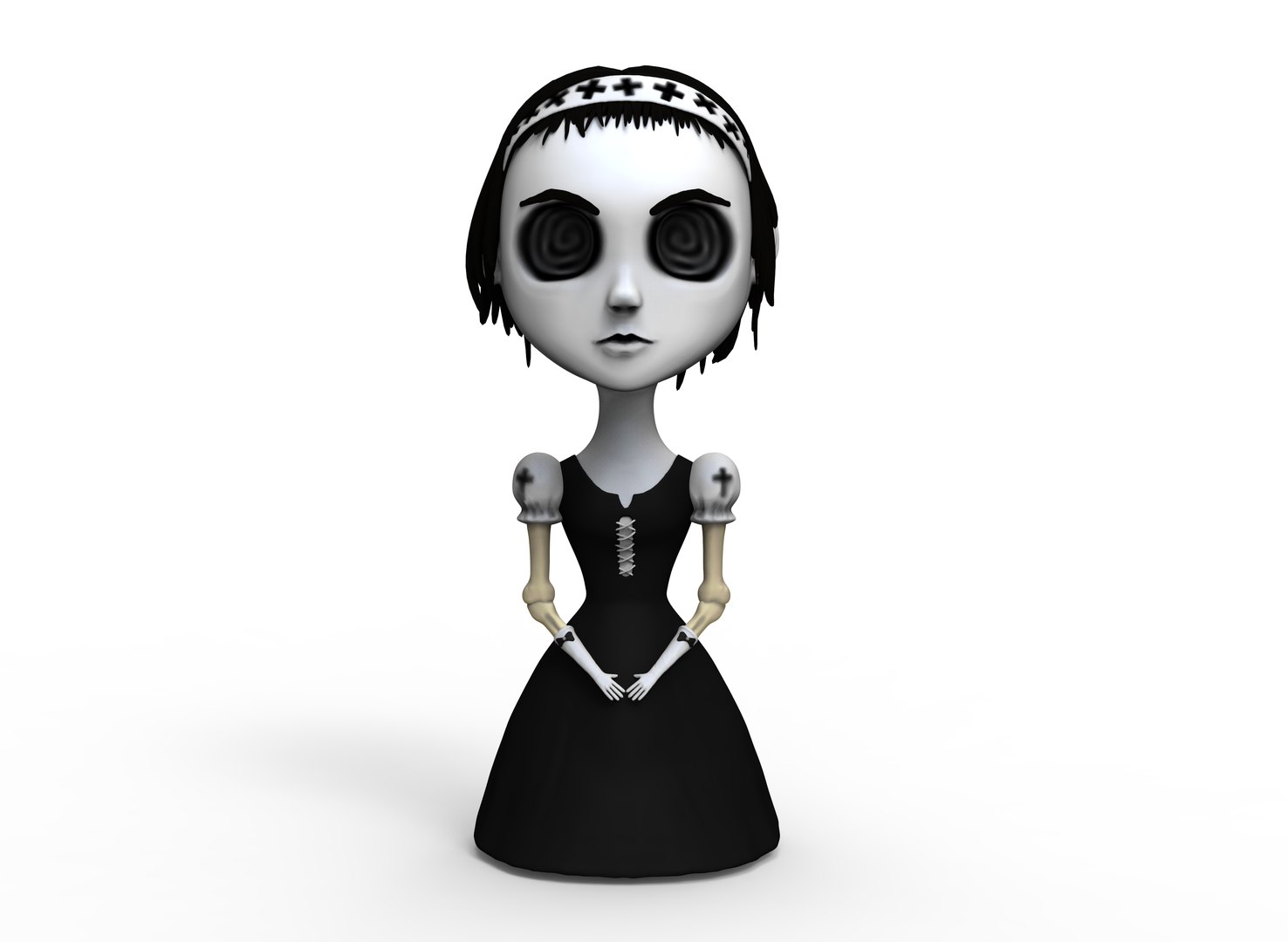 3D Horror Character Girl In Vintage Dress - TurboSquid 1764373