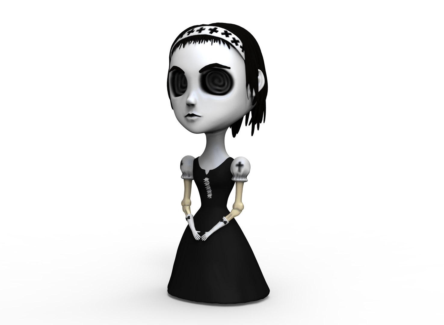 3D Horror Character Girl In Vintage Dress - TurboSquid 1764373