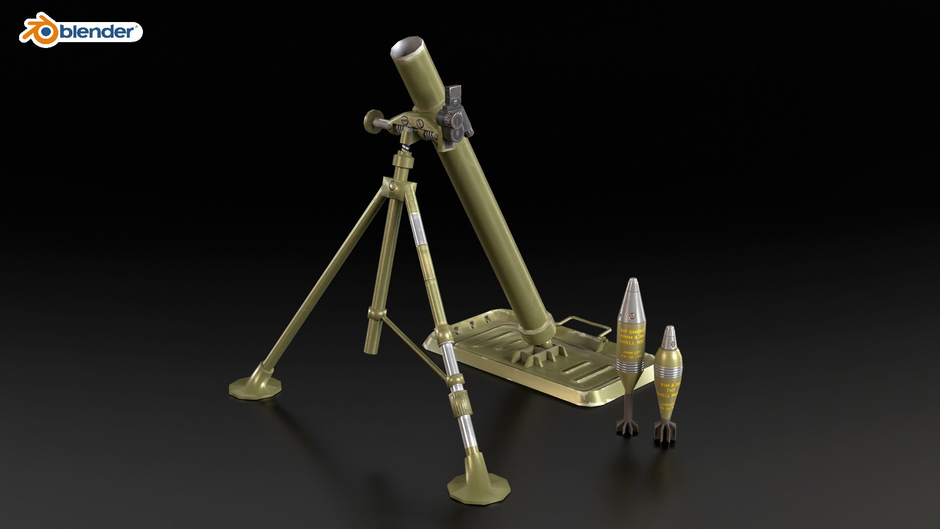 3d Model War M1 81mm Mortar