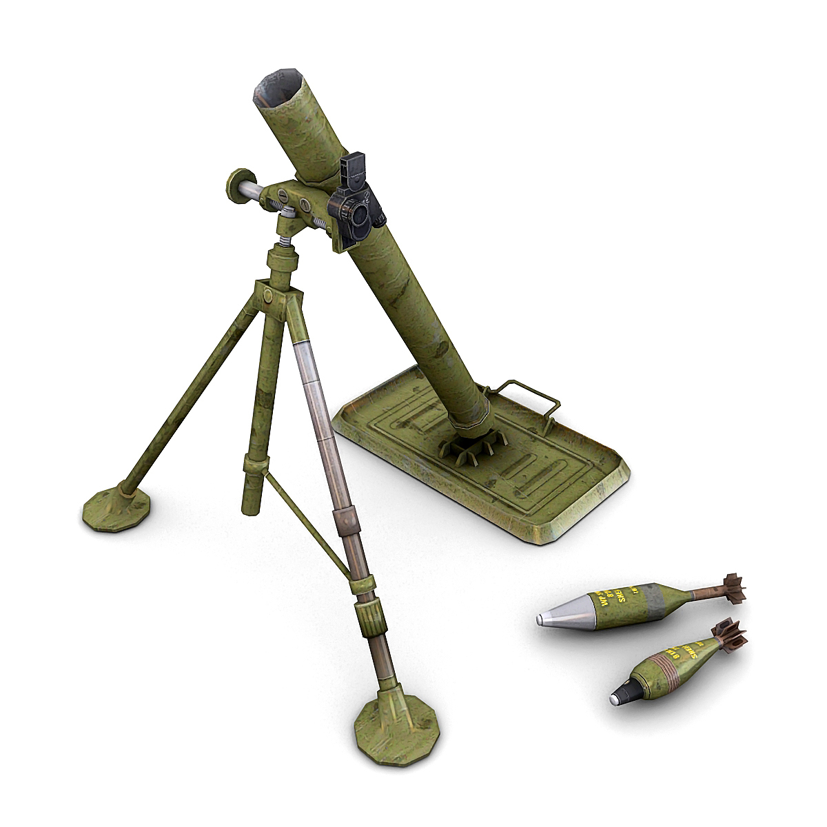 3d model war m1 81mm mortar