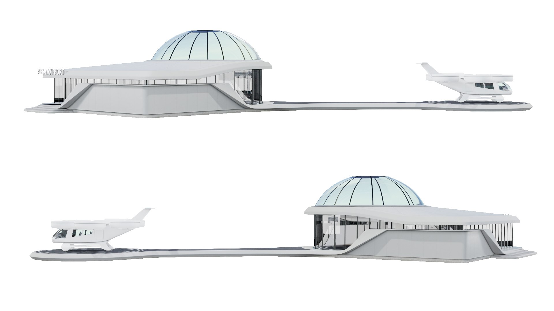 3D Model Urban Air Port With Passenger Aircraft - TurboSquid 2302570