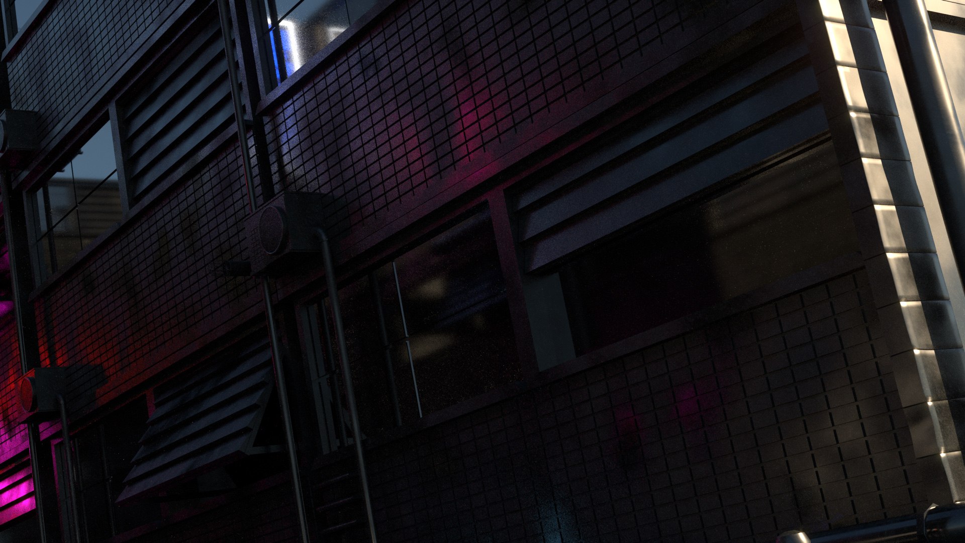 Synth Wave Style Neon Street With Sunlight Model - TurboSquid 2083531