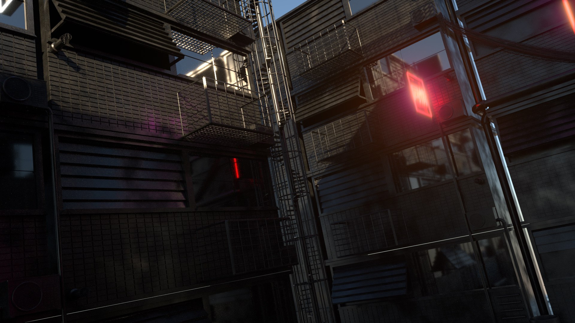 Synth Wave Style Neon Street With Sunlight Model - TurboSquid 2083531