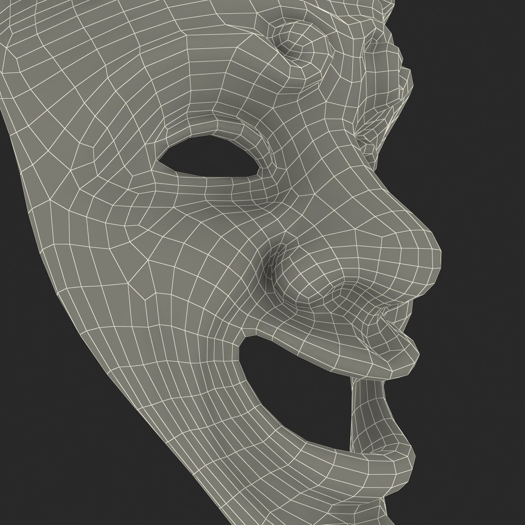 theatre masks set white marble 3d obj