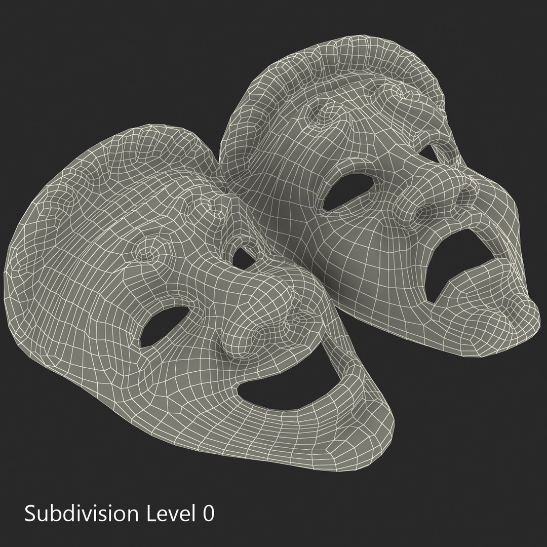 theatre masks set white marble 3d obj