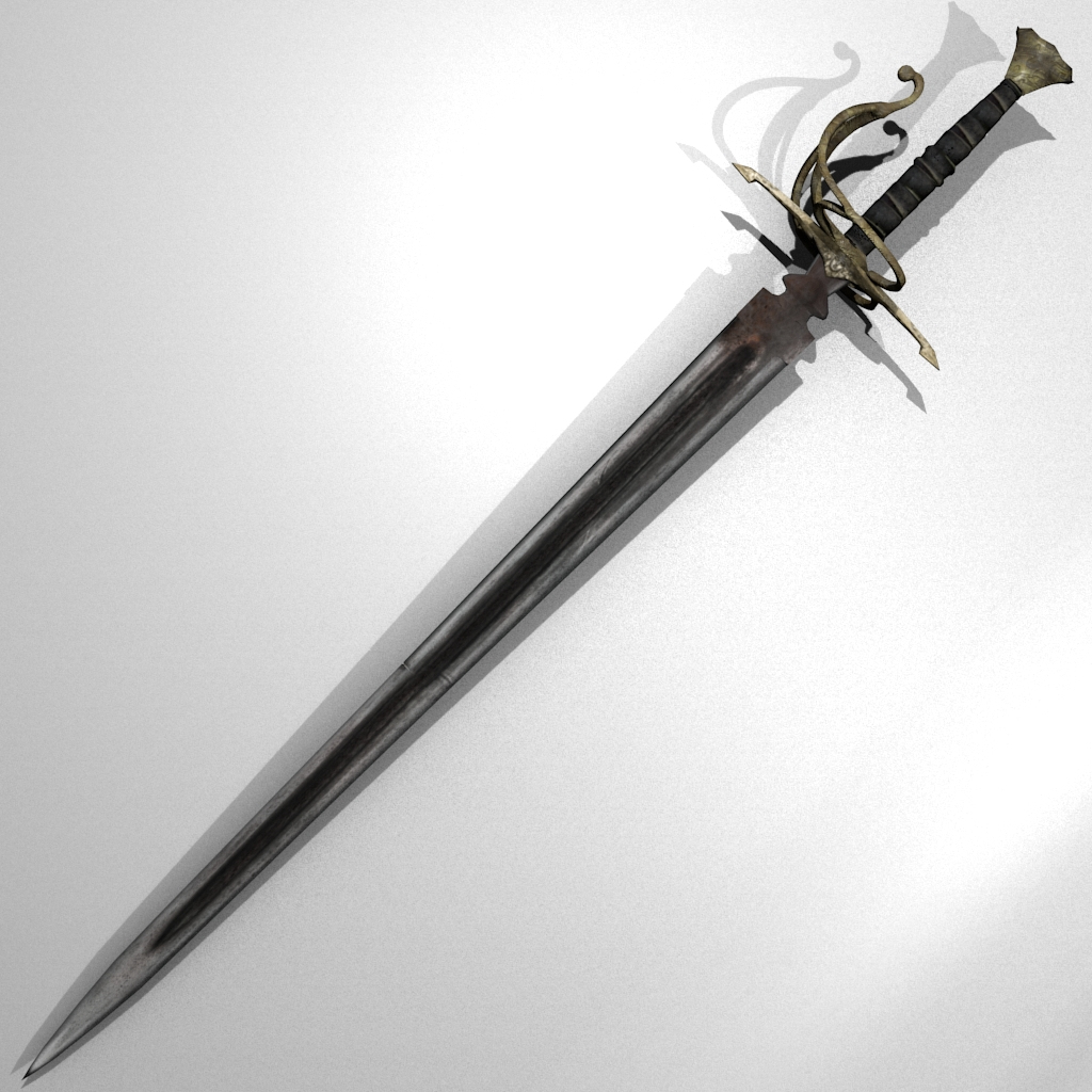 medieval gothic sword 3d blend