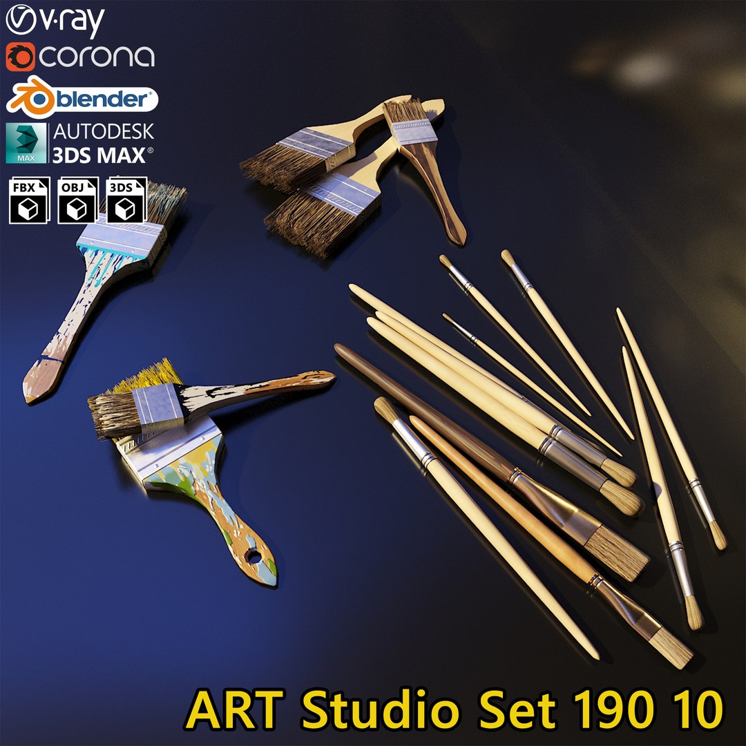 3D Artist Studio Brushes Set Model - TurboSquid 1651410