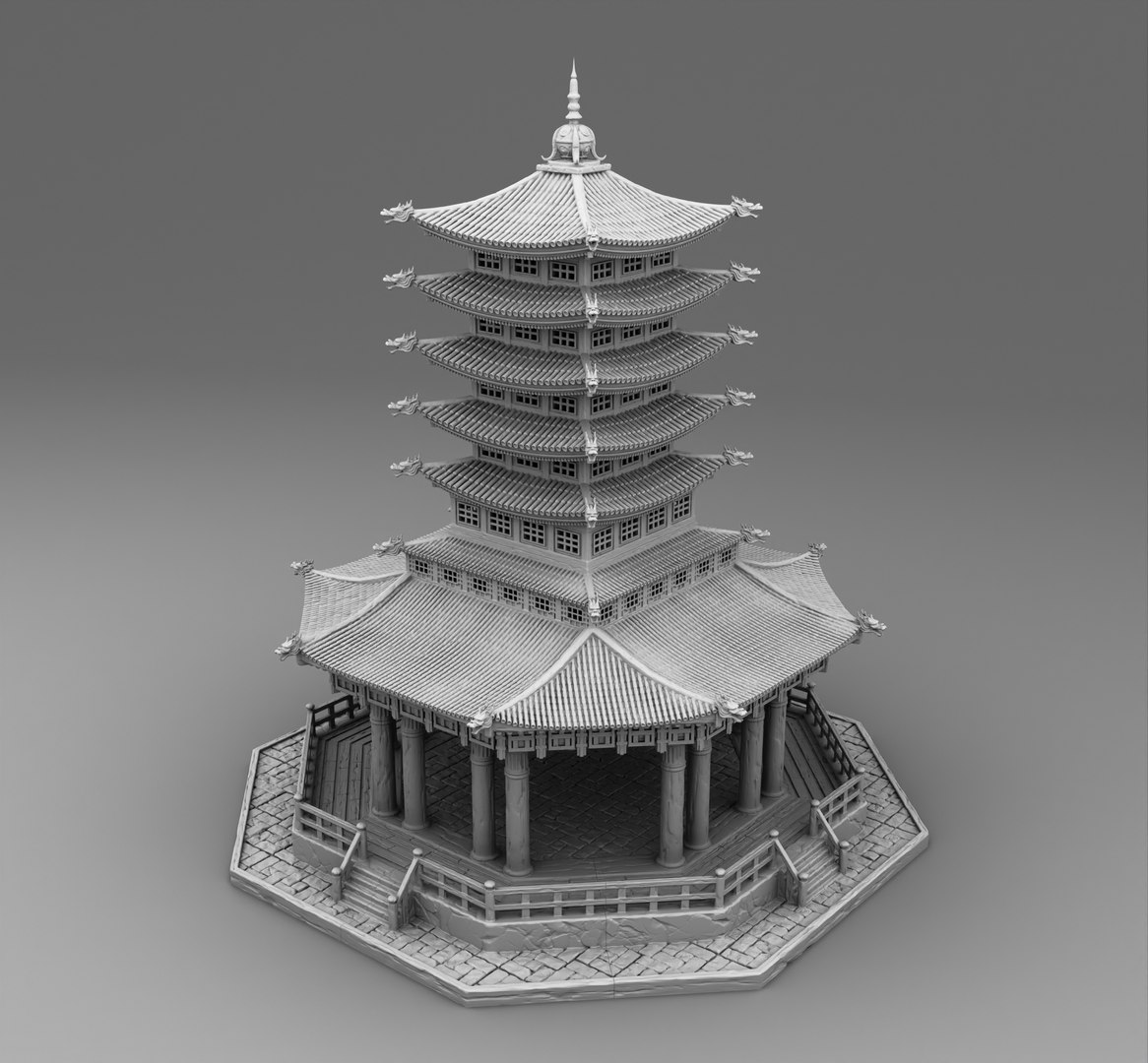 3D Chinese Round Tower - TurboSquid 1948101
