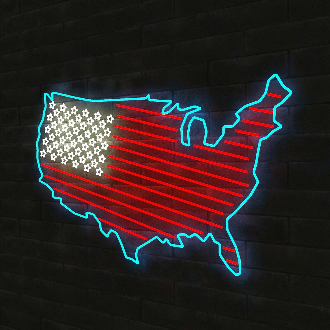 3D Neon Usa Flag - TurboSquid 1529017