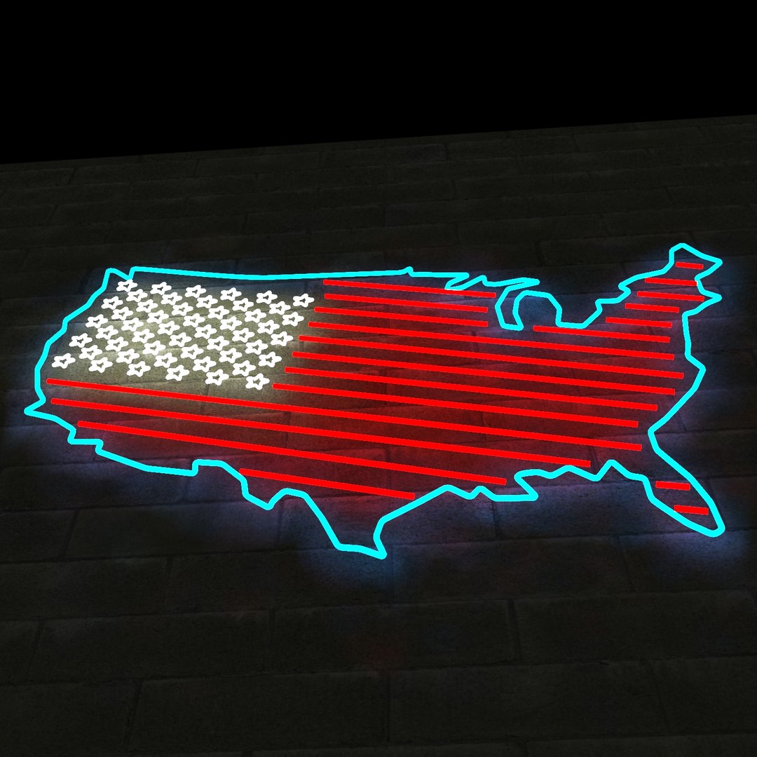 3D Neon Usa Flag - TurboSquid 1529017