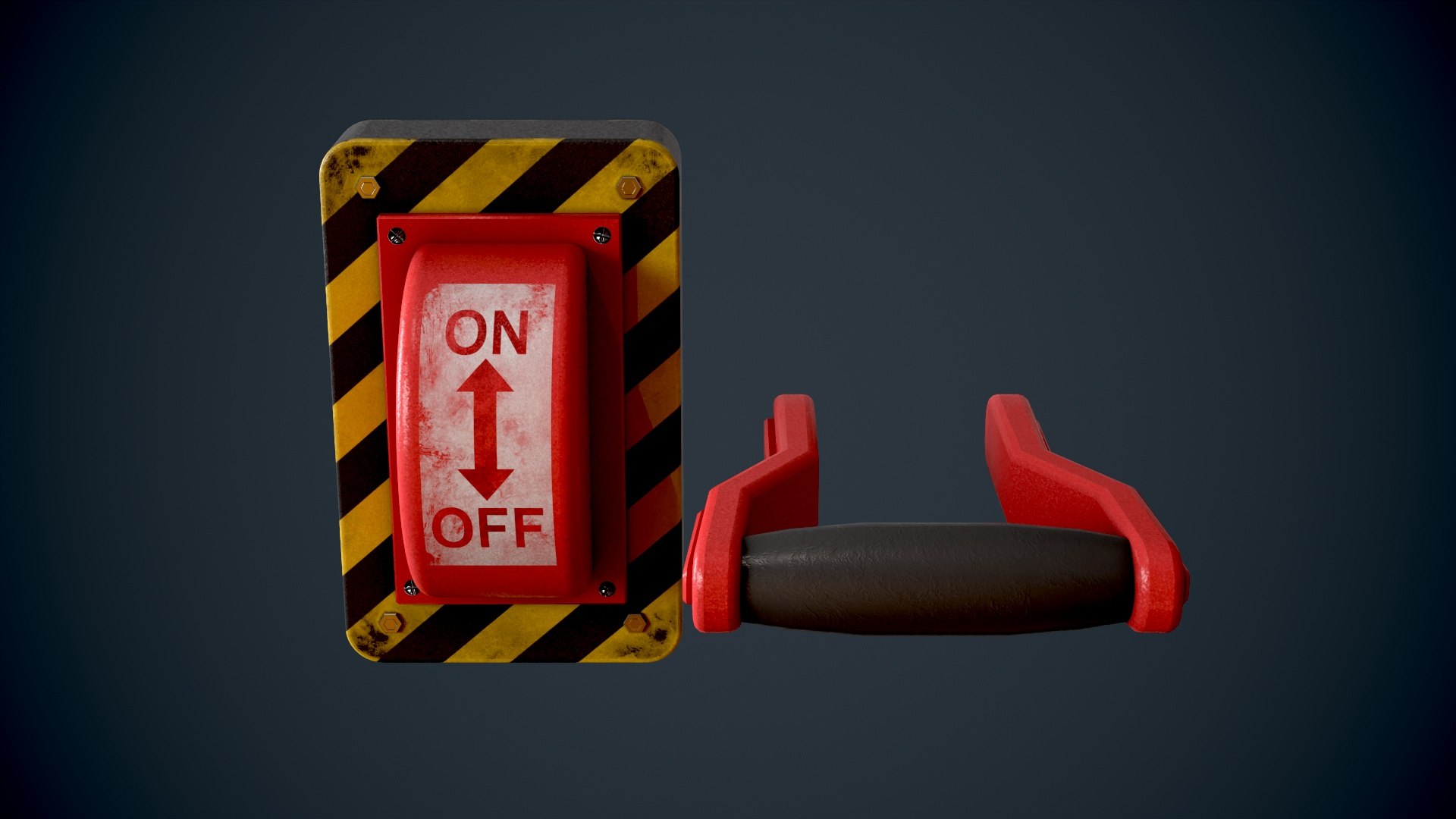 Sci Fi Red Lever Power Switch Model - TurboSquid 2001837