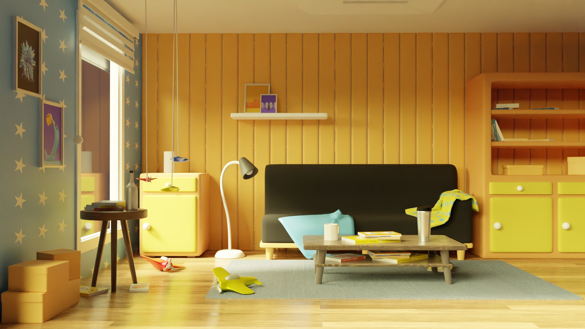 Living Room Disney Pixar Environment Style 3D Model - TurboSquid 1862454