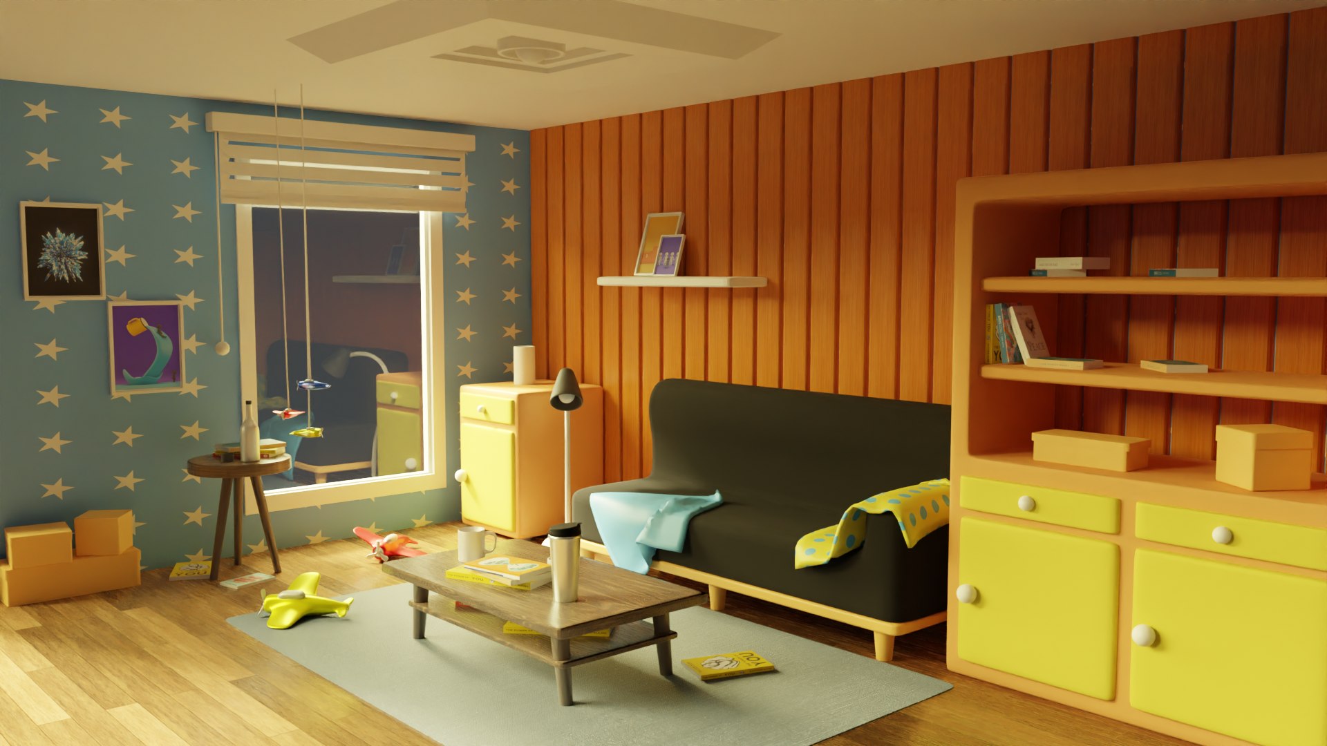 Living Room Disney Pixar Environment Style 3D Model - TurboSquid 1862454