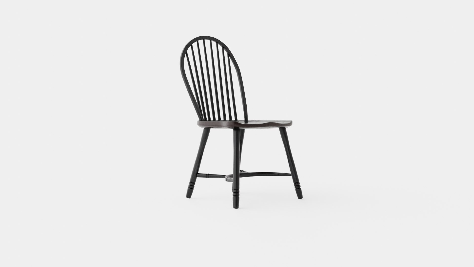 3D Model Windsor Spindle Chair Black - TurboSquid 2264667