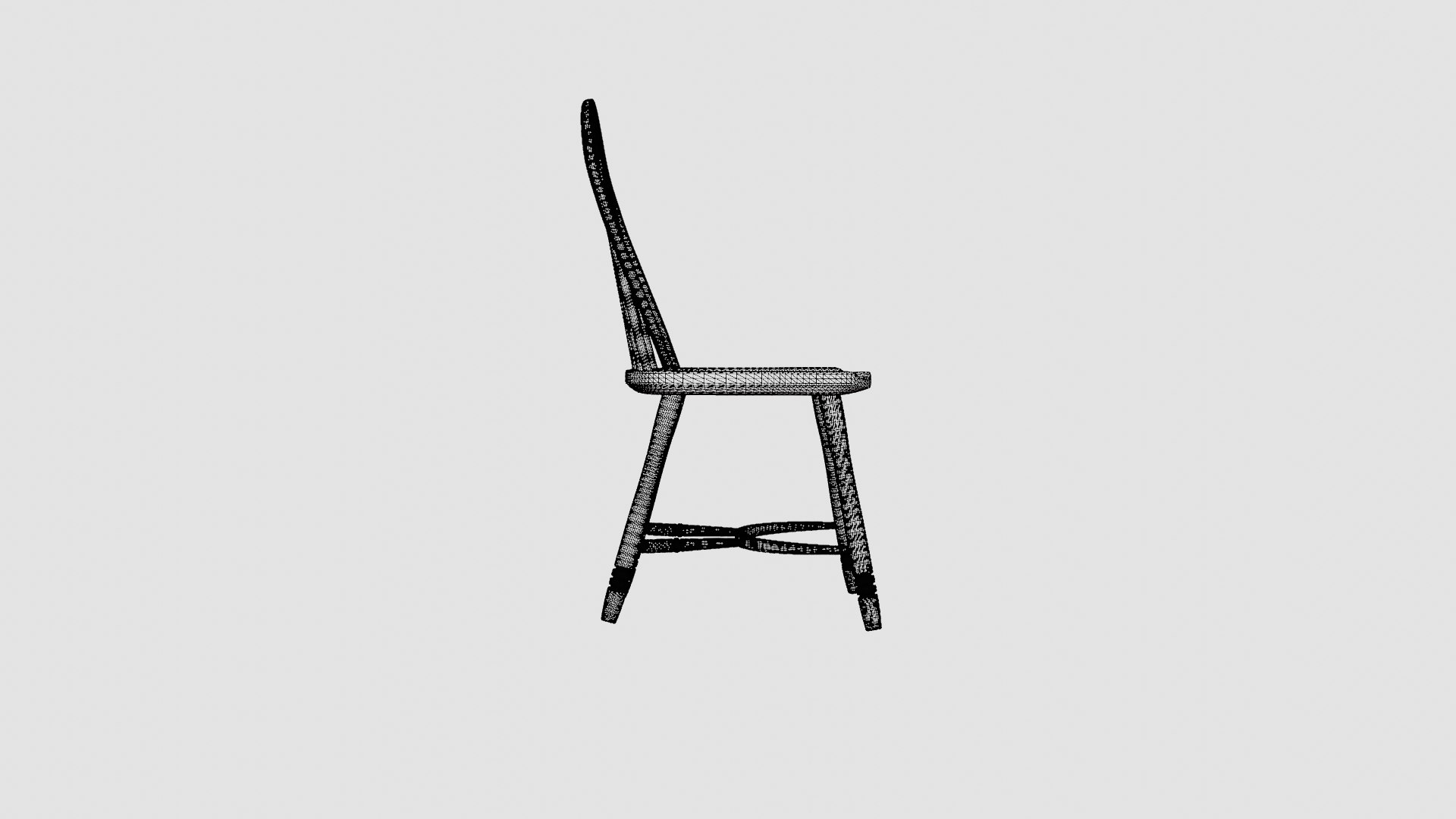 3D Model Windsor Spindle Chair Black - TurboSquid 2264667