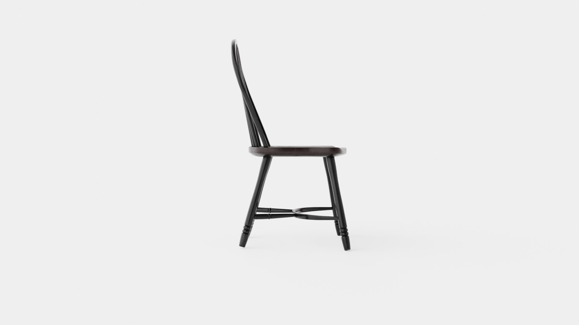3D Model Windsor Spindle Chair Black - TurboSquid 2264667