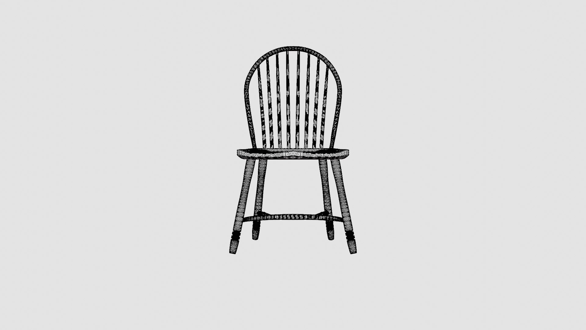 3D Model Windsor Spindle Chair Black - TurboSquid 2264667