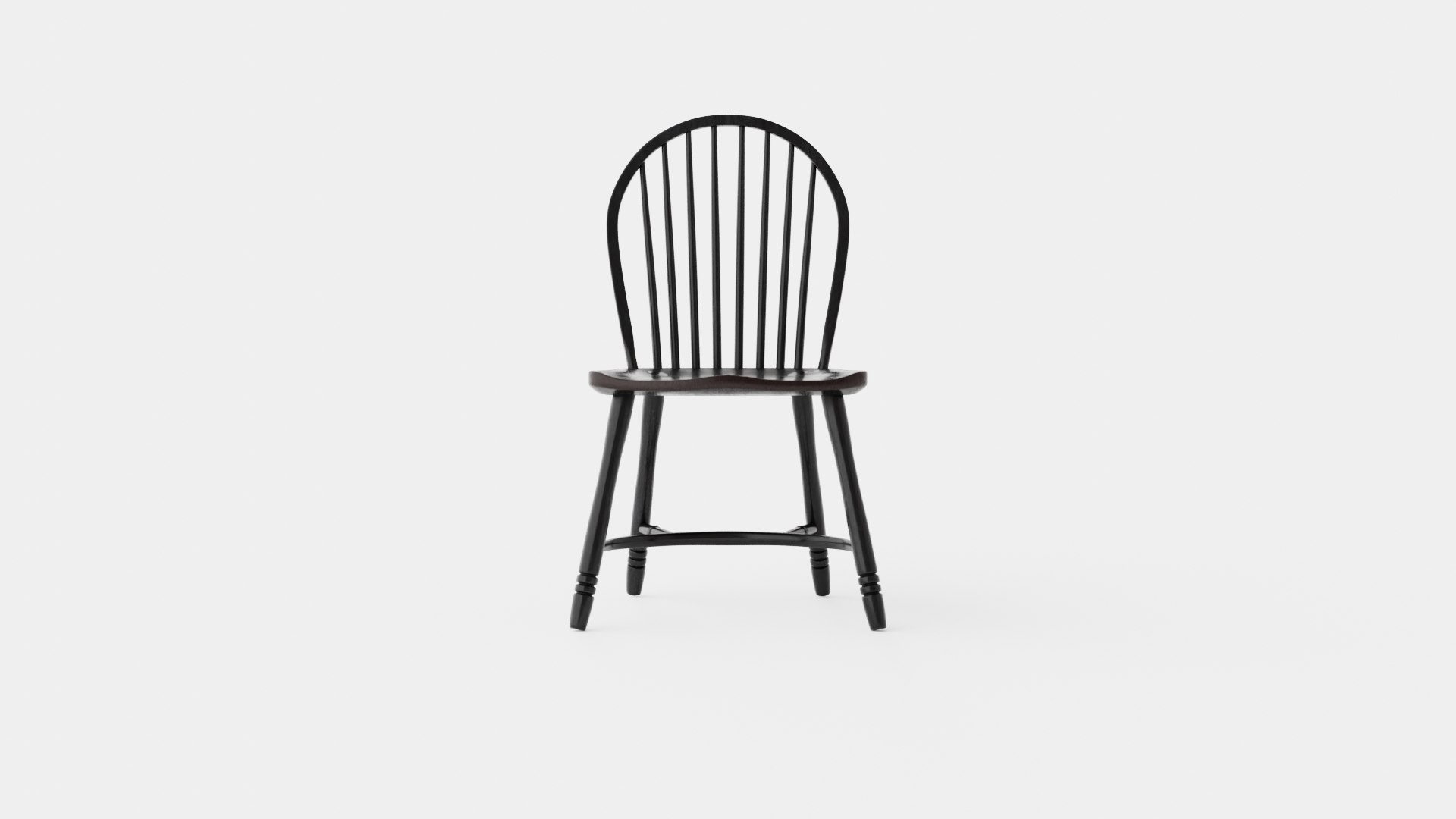 3D Model Windsor Spindle Chair Black - TurboSquid 2264667