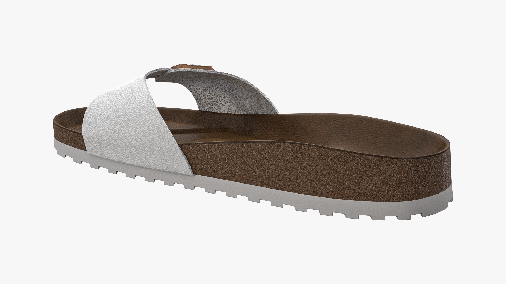 Single-Strap Sandals White Leather 3D Model - TurboSquid 2154439