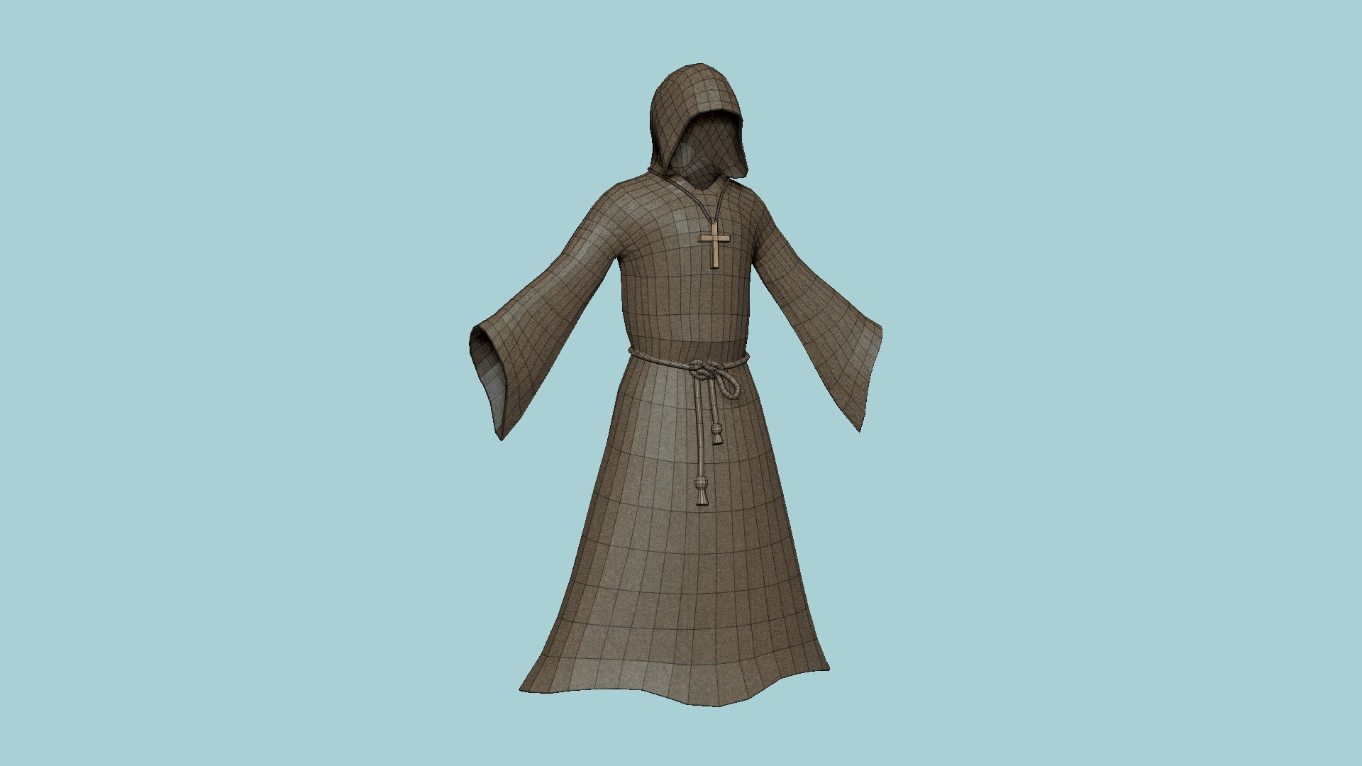 Priest Outfit A01 Dark Brown - Character Clothing Design 3D Model ...