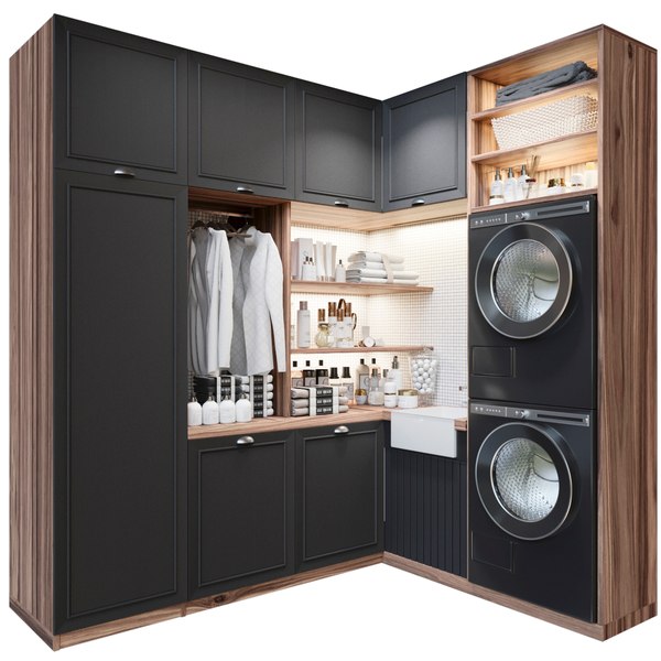 Modern laundry room with clothes and cosmetics Modelo 3D - TurboSquid ...