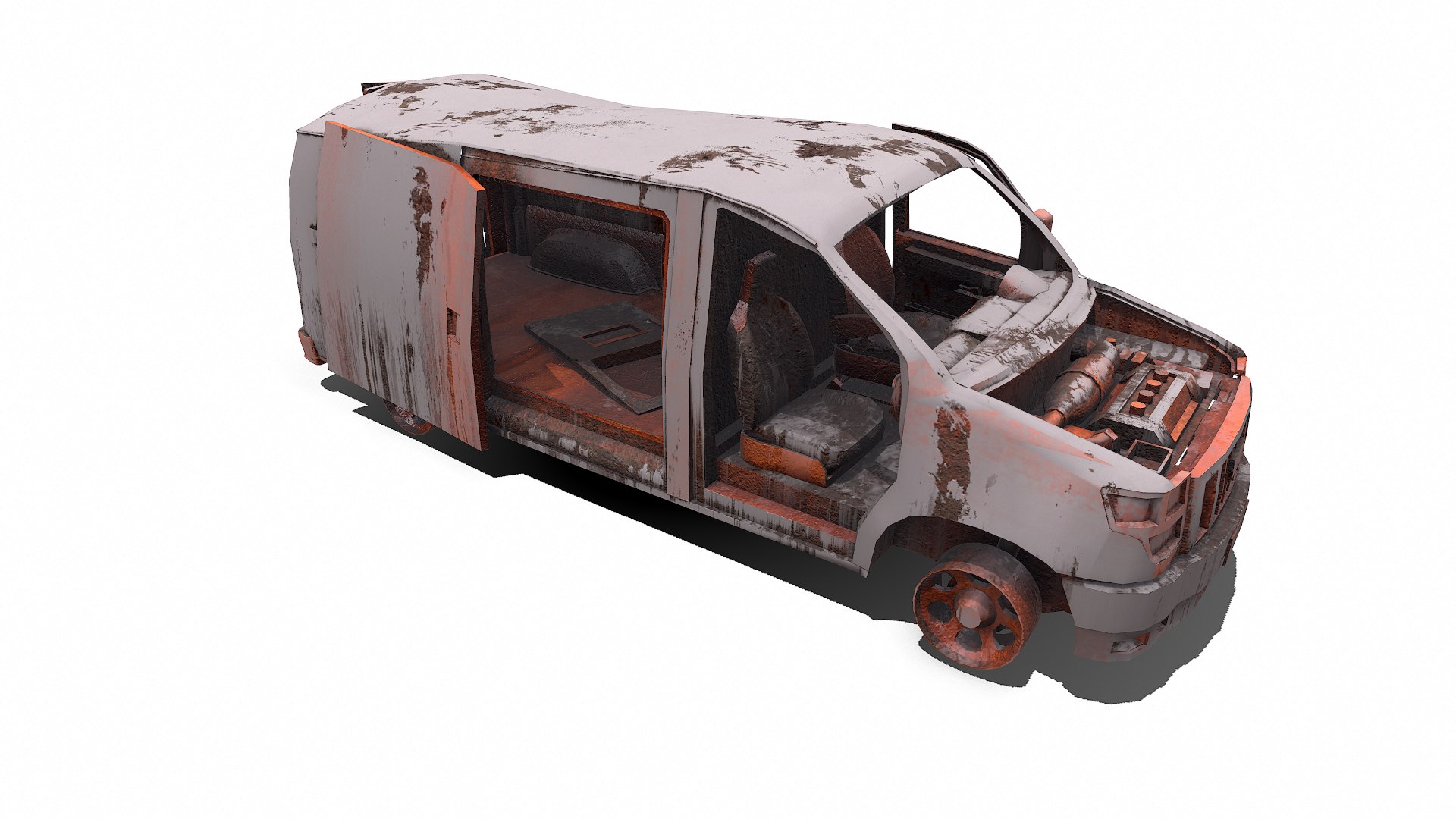 Wrecked Van Low-poly PBR 3D Model - TurboSquid 2335453