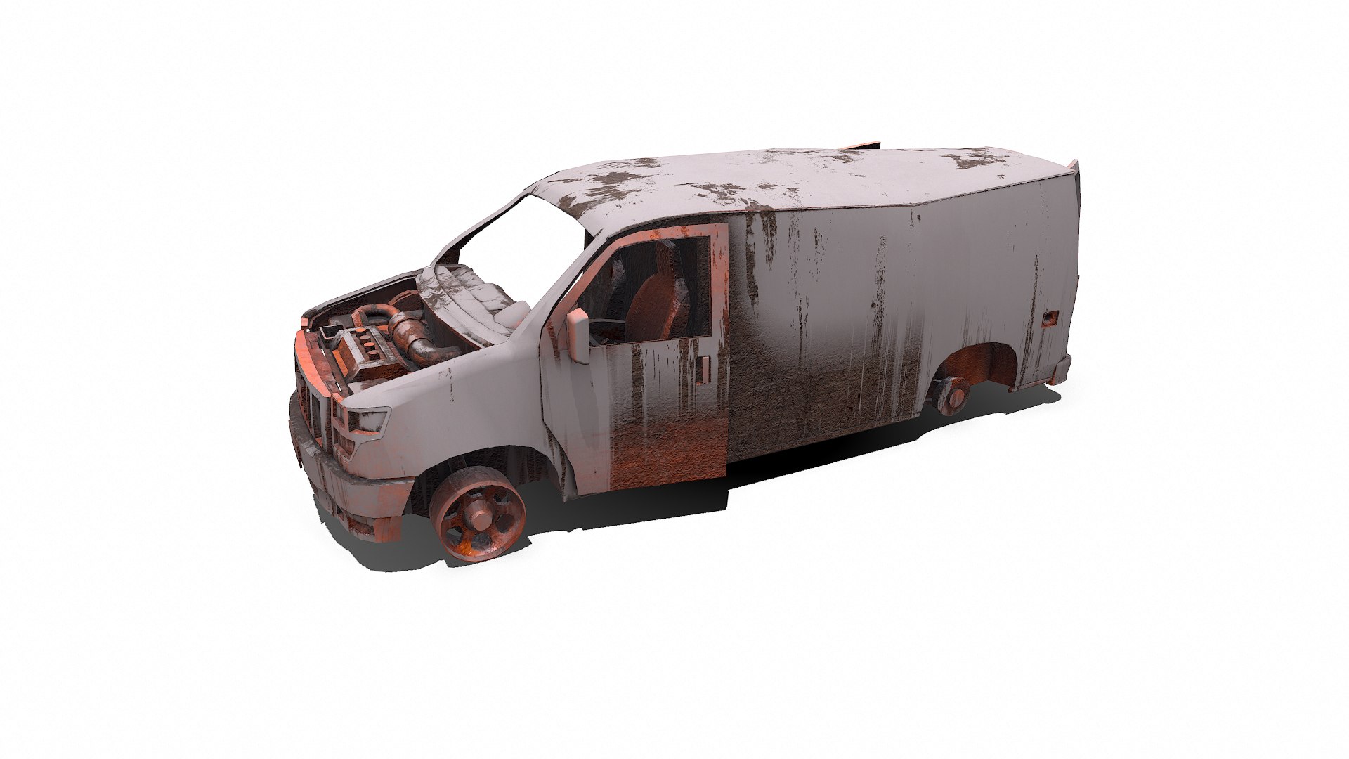 Wrecked Van Low-poly PBR 3D Model - TurboSquid 2335453