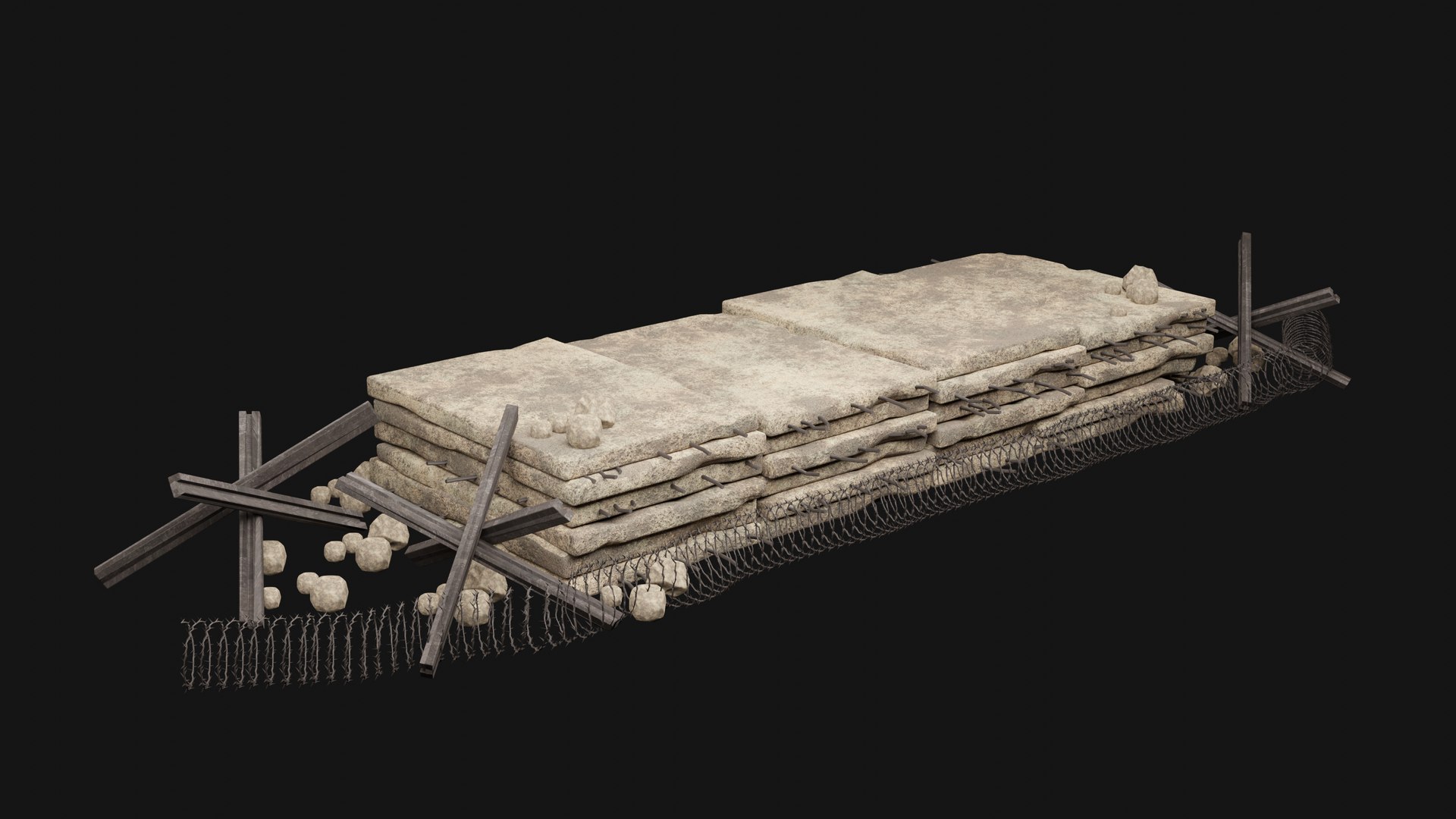 3D POST APO PALISADE WALL BARRIER BARRICADE FENCE FORT COLLECTION Model ...