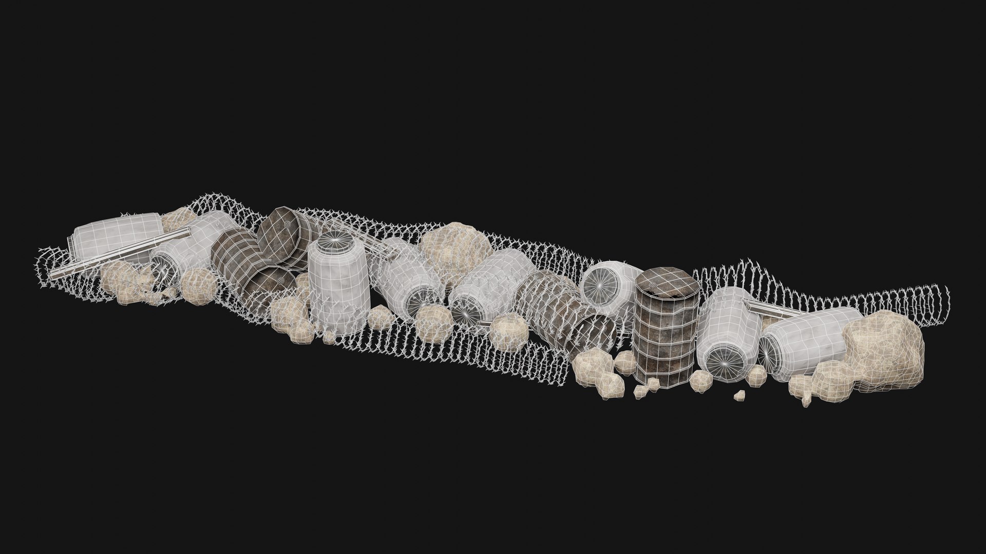 3D POST APO PALISADE WALL BARRIER BARRICADE FENCE FORT COLLECTION Model ...