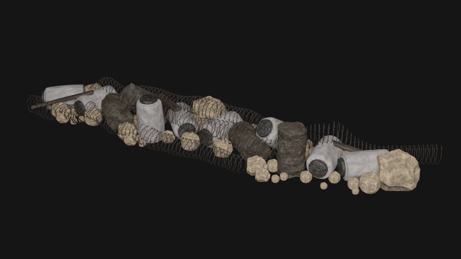 3D POST APO PALISADE WALL BARRIER BARRICADE FENCE FORT COLLECTION Model ...