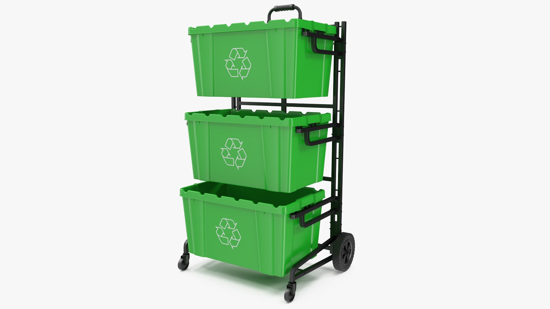 Triple Bin Recycling Cart 3D - TurboSquid 1596680
