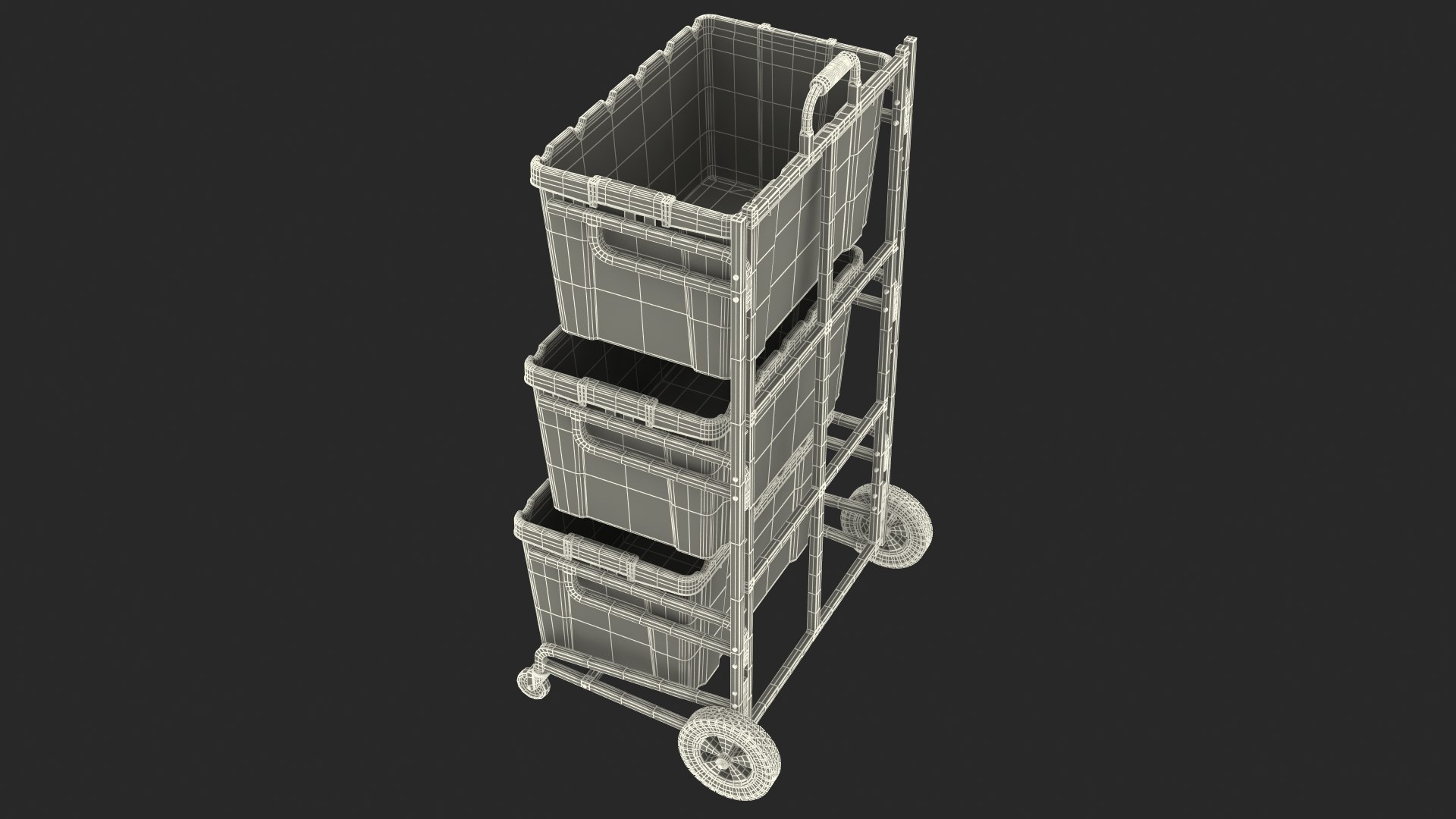 Triple bin recycling cart 3D - TurboSquid 1596680