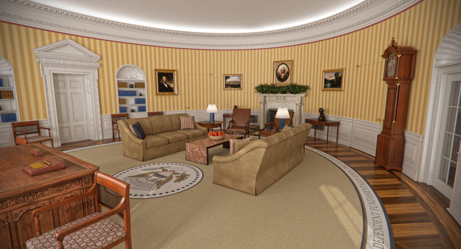 white house oval office architecture 3d max