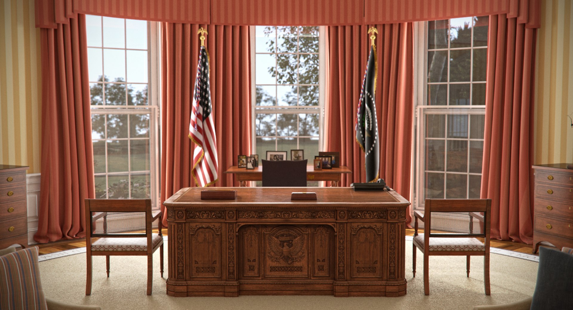 White House Oval Office Architecture 3d Max