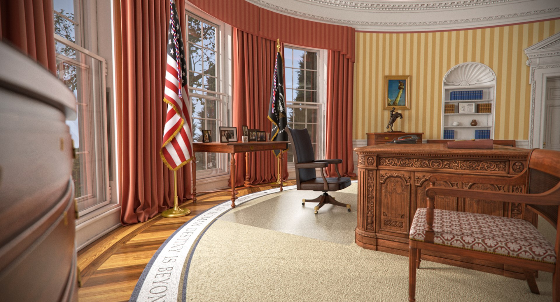 White House Oval Office Architecture 3d Max