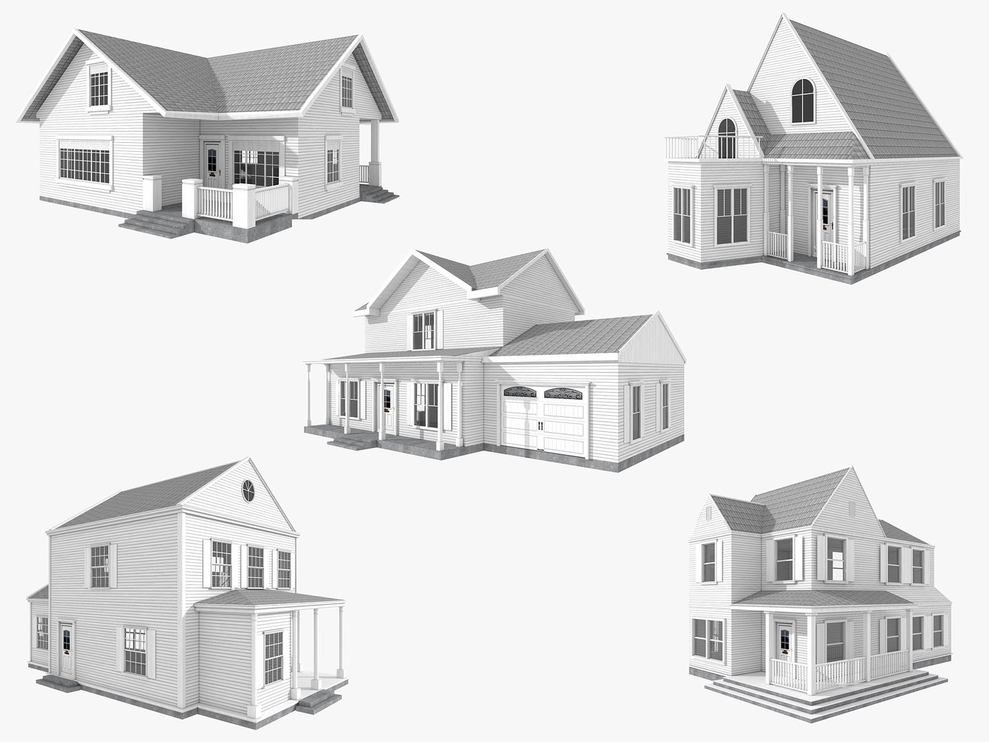 Five House Collection 3D model - TurboSquid 2082052