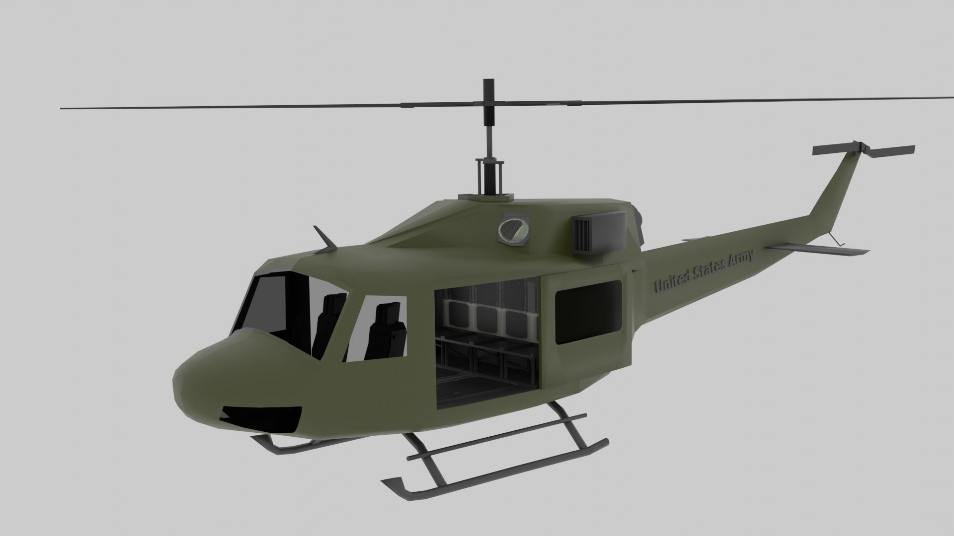 Bell Huey Helicopter Vietnam War 3D Model - TurboSquid 1834281