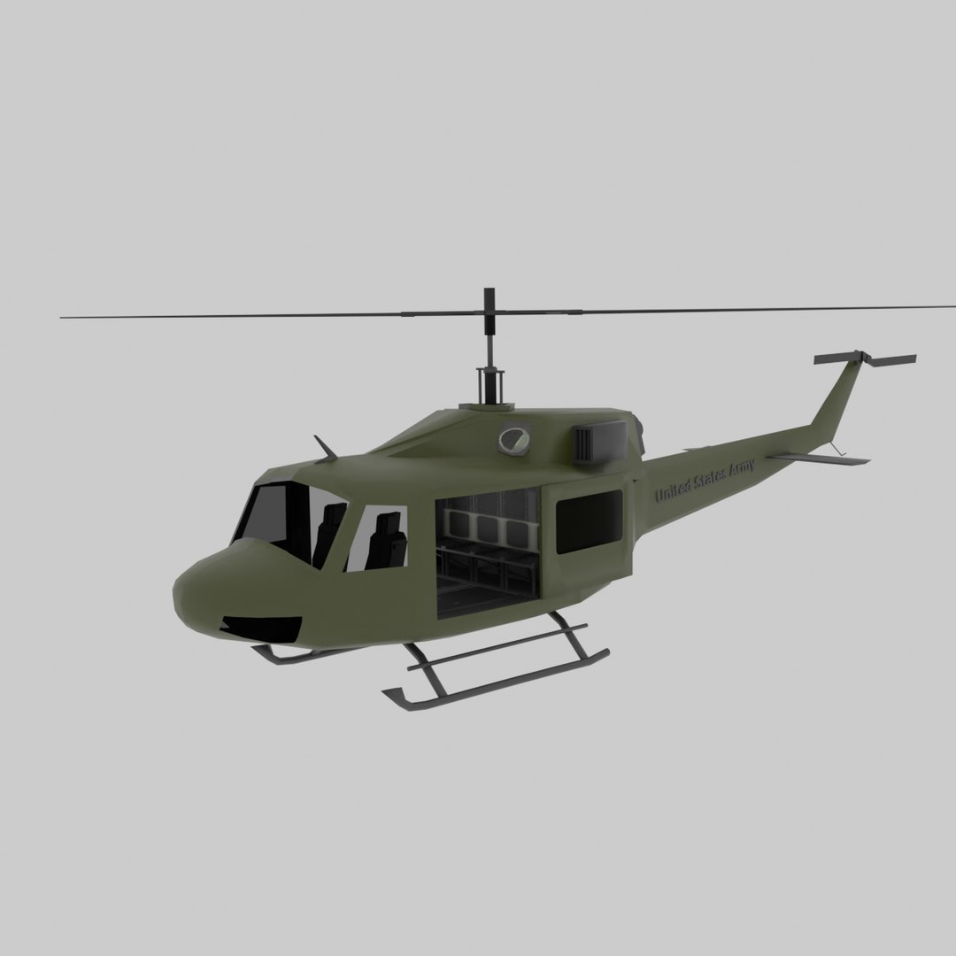 Bell Huey Helicopter Vietnam War 3D Model - TurboSquid 1834281