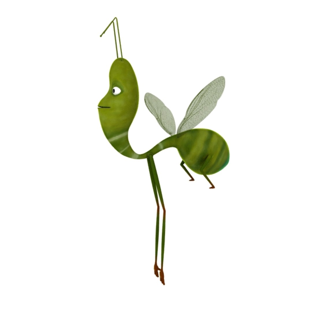 Cartoon Green Fly 3d Model