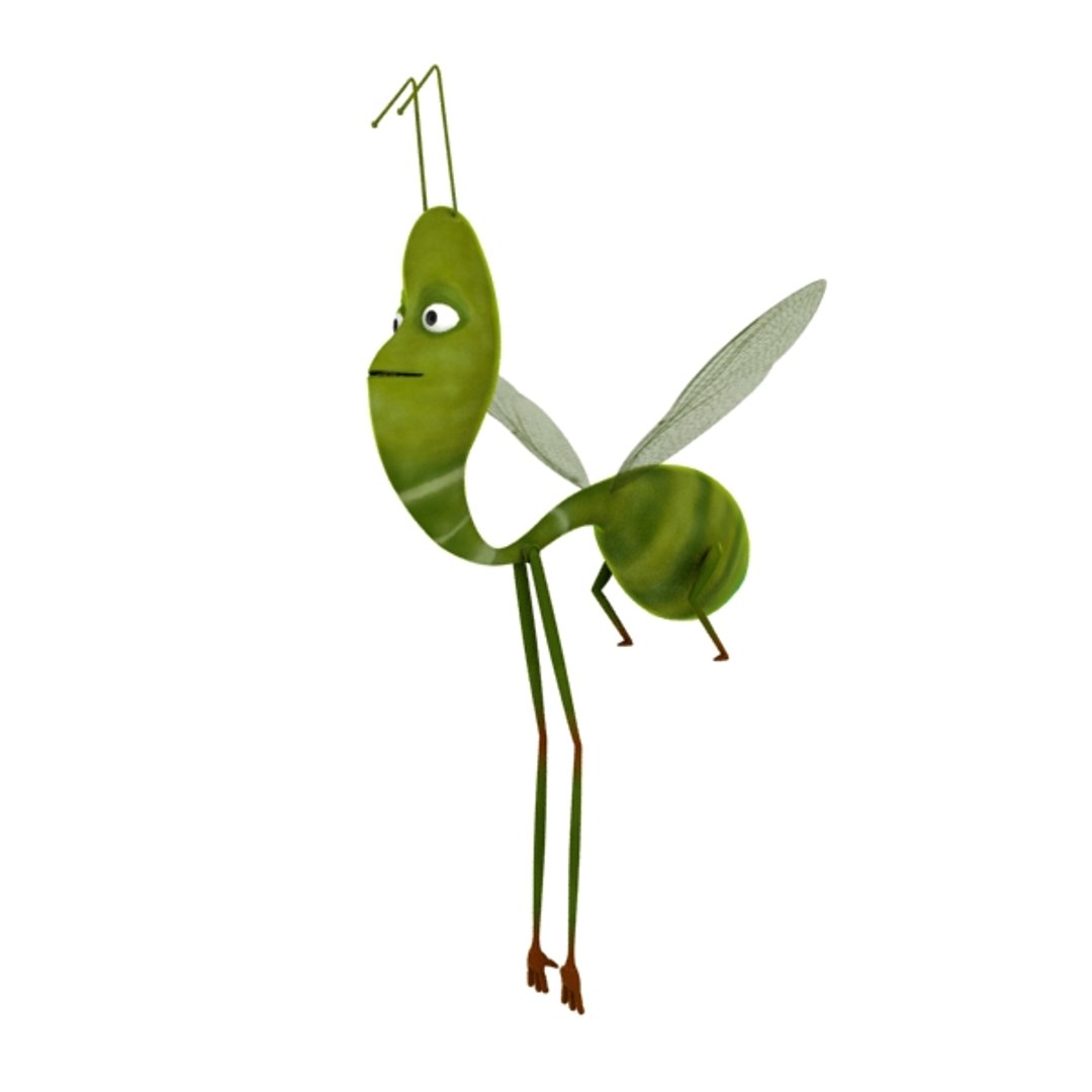 Cartoon Green Fly 3d Model
