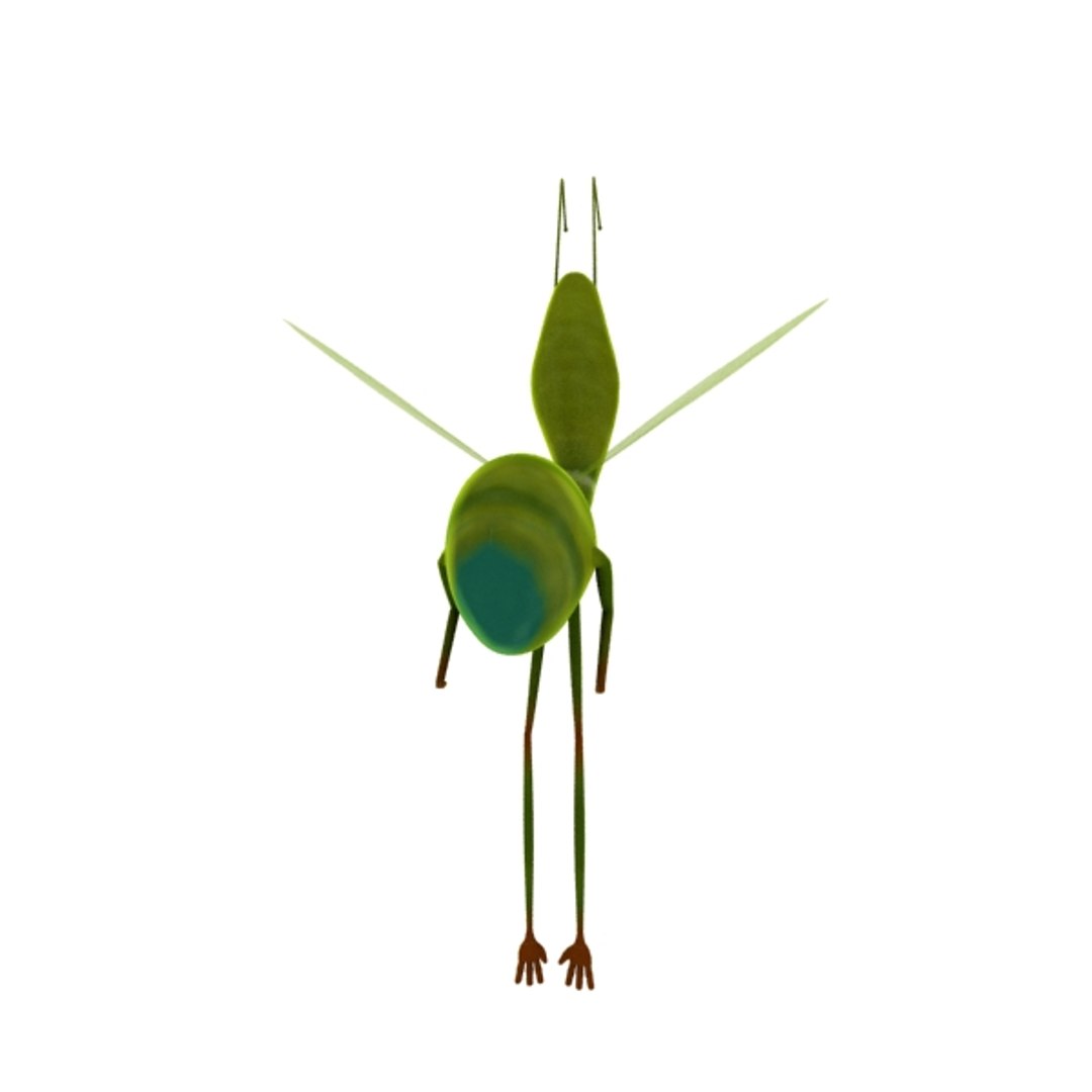 Cartoon Green Fly 3d Model