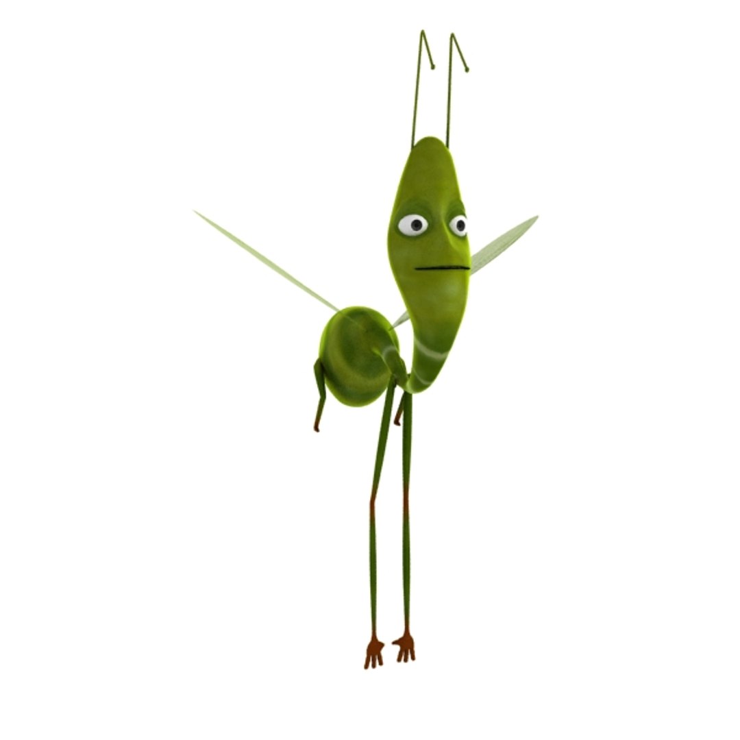 Cartoon Green Fly 3d Model
