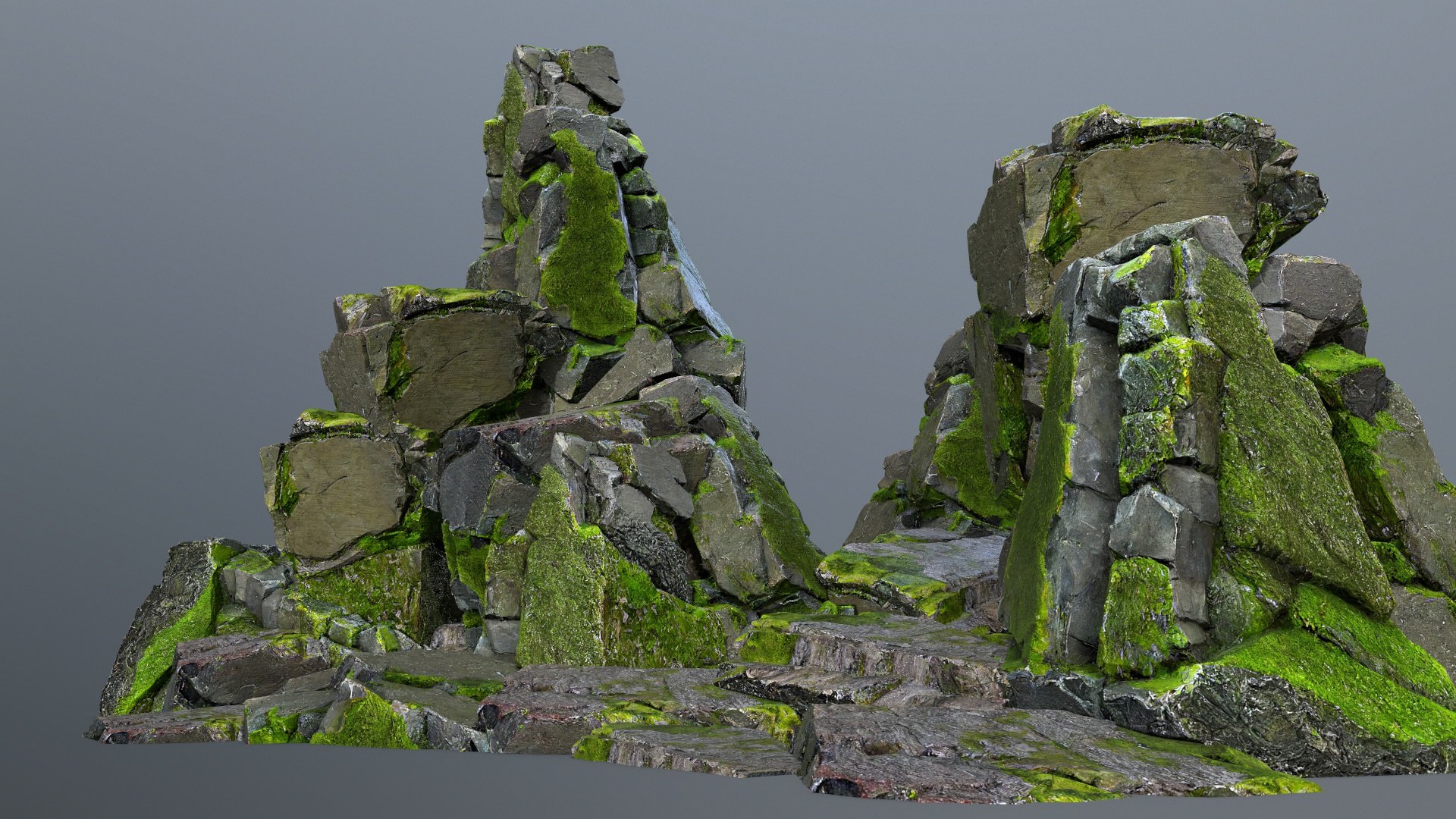 3D Mossy Rocks - TurboSquid 2220026