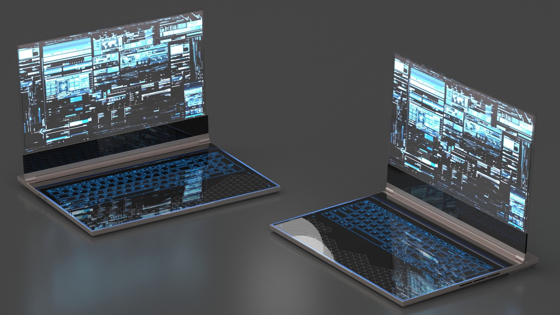 Futuristic Holographic Laptop Model - TurboSquid 2221454
