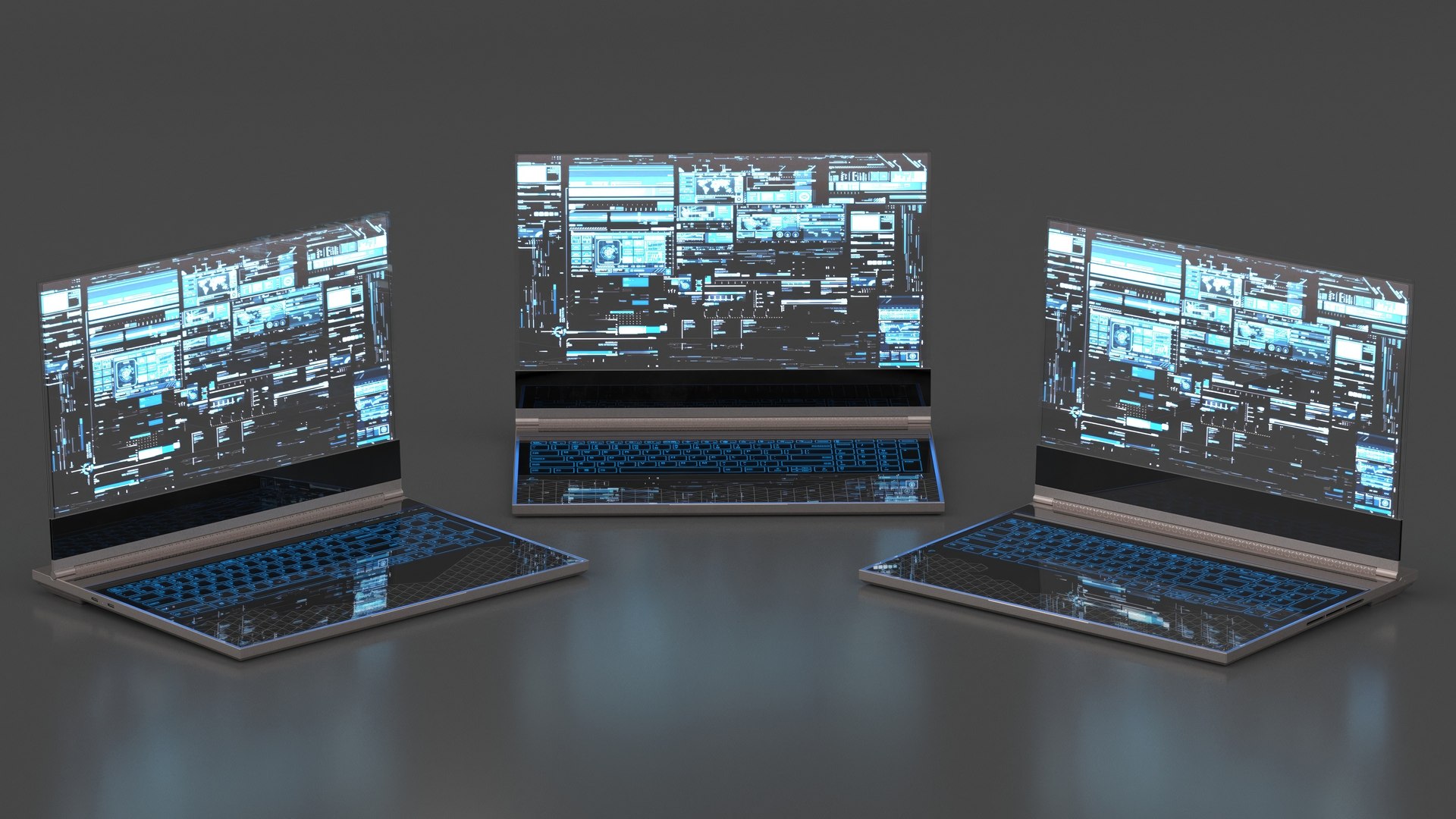 Futuristic Holographic Laptop Model - TurboSquid 2221454